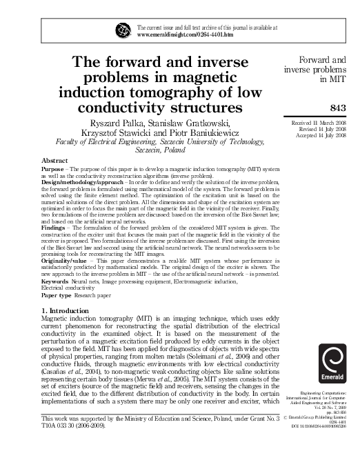 (PDF) The forward and inverse problems in magnetic induction tomography ...