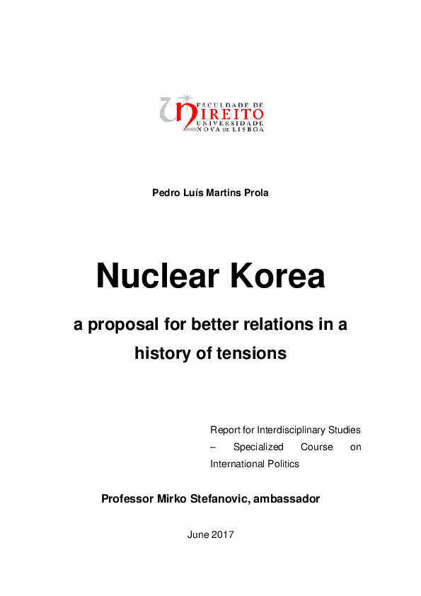 (PDF) Pedro Luís Martins Prola Nuclear Korea a proposal for better ...