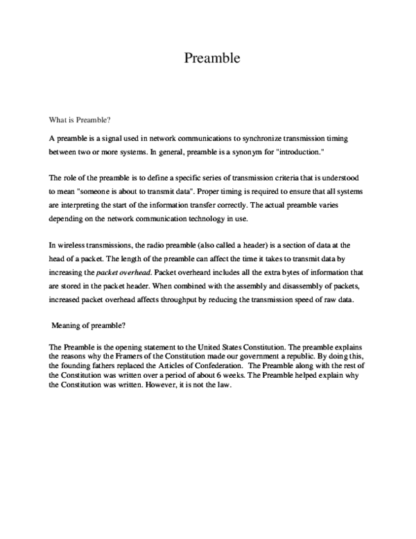 (DOC) Significance of Preambles in Constitutions
