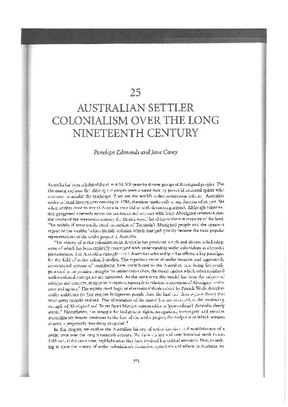 (PDF) Australian settler colonialism over the long nineteenth century ...