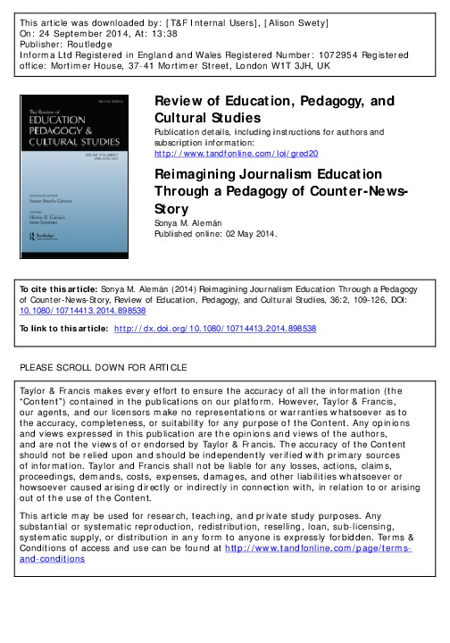 (PDF) Reimagining Journalism Education Through a Pedagogy of Counter ...