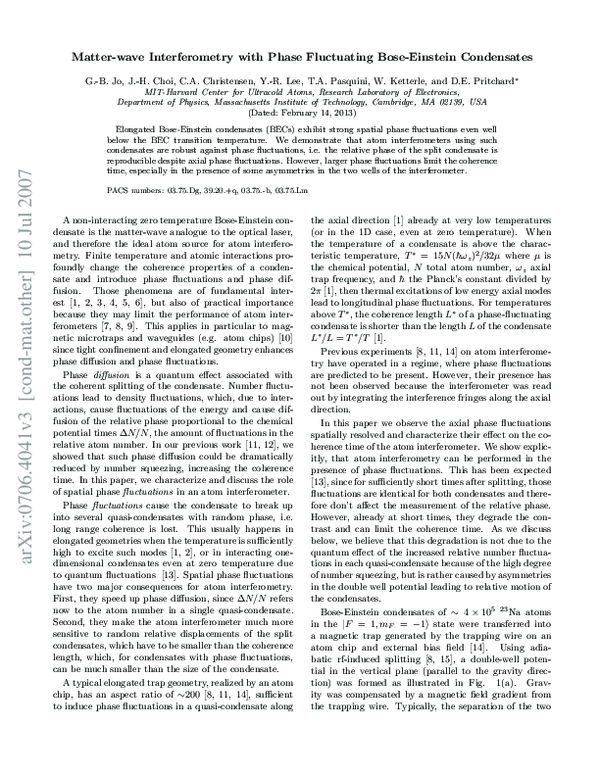 (PDF) Matter-Wave Interferometry with Phase Fluctuating Bose-Einstein ...
