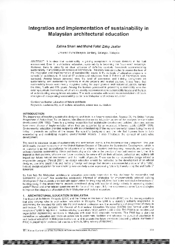 (PDF) Integration and implementation of sustainability in Malaysian ...