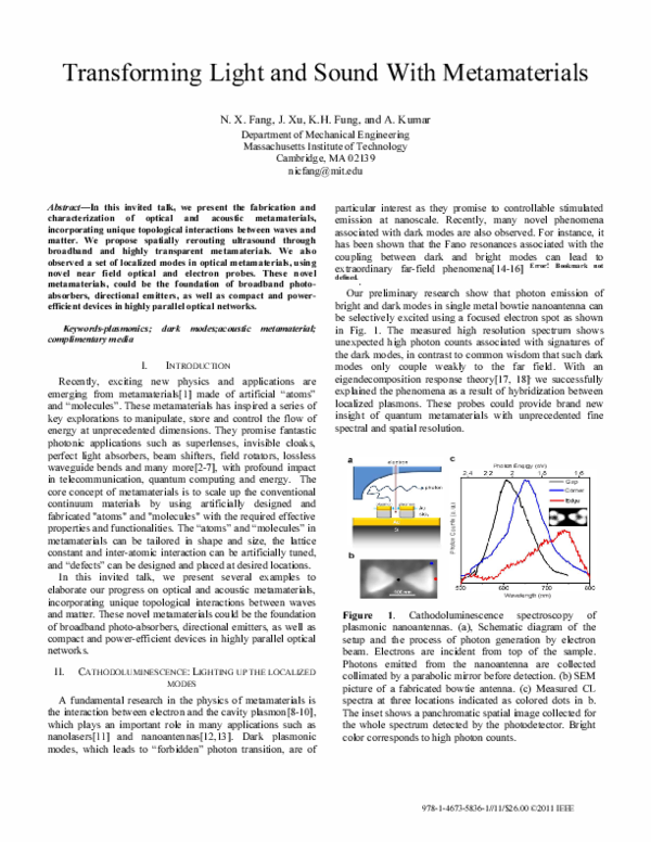 (PDF) Transforming light and sound with metamaterials