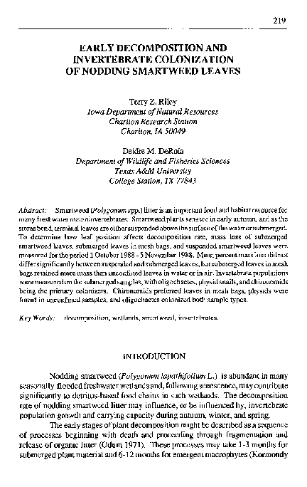 (PDF) Early decomposition and invertebrate colonization of nodding ...