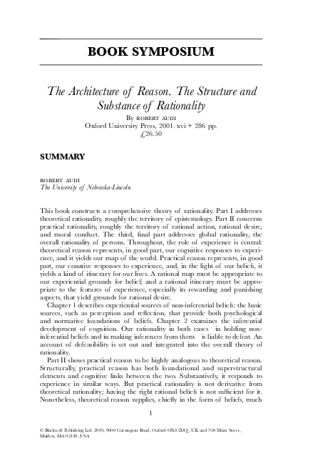 (PDF) The architecture of reason: The Structure and Substance of ...