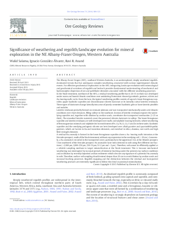 (PDF) Significance of weathering and regolith/landscape evolution for ...