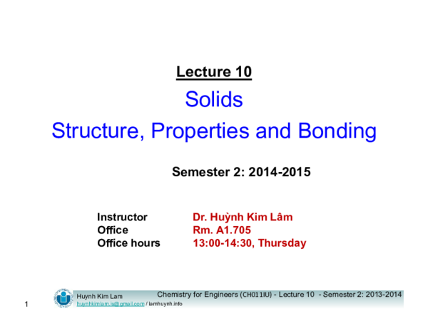 (PDF) Solids Structure, Properties and Bonding