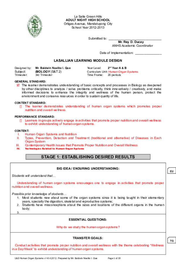 (DOC) LASALLIAN LEARNING MODULE DESIGN