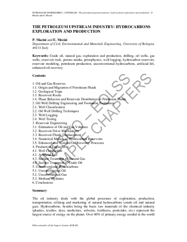 (PDF) PETROLEUM ENGINEERING – UPSTREAM -The petroleum upstream industry ...