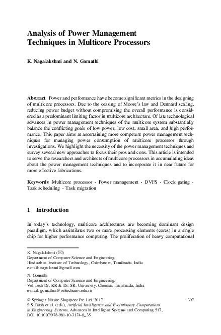 Pdf Analysis Of Power Management Techniques In Multicore Processors