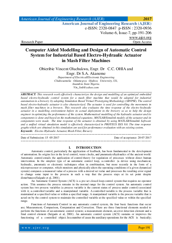 (PDF) Computer Aided Modelling and Design of Automatic Control System for Industrial Based ...