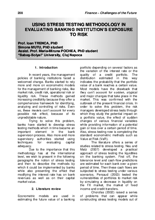(PDF) Using stress testing methodology in evaluating banking ...