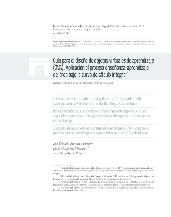 (PDF) 6 Guidelines to design of virtual learning objects (VLO). Application to the Teaching ...