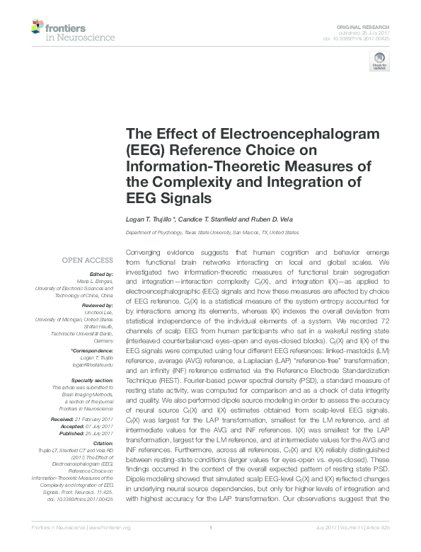 (PDF) The Effect of Electroencephalogram (EEG) Reference Choice on Information-Theoretic ...