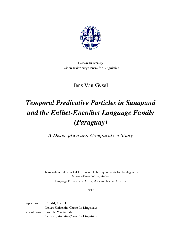 (PDF) Temporal Predicative Particles in Sanapaná and the Enlhet ...