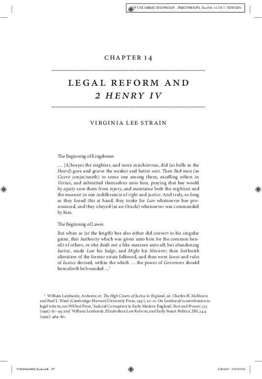 (PDF) "Legal Reform and 2 Henry IV," in Lorna Hutson (ed.), The Oxford ...