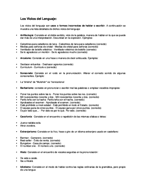 (DOC) Los Vicios del Lenguaje