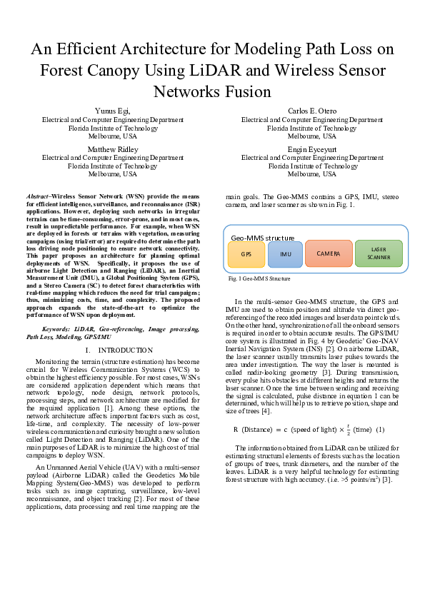 Pdf An Efficient Architecture For Modeling Path Loss On Forest Canopy Using Lidar And Wireless