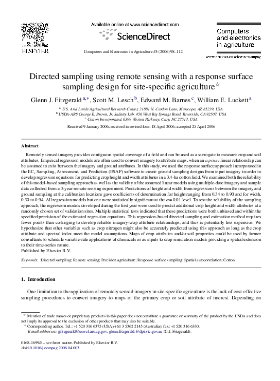 (PDF) Directed sampling using remote sensing with a response surface ...