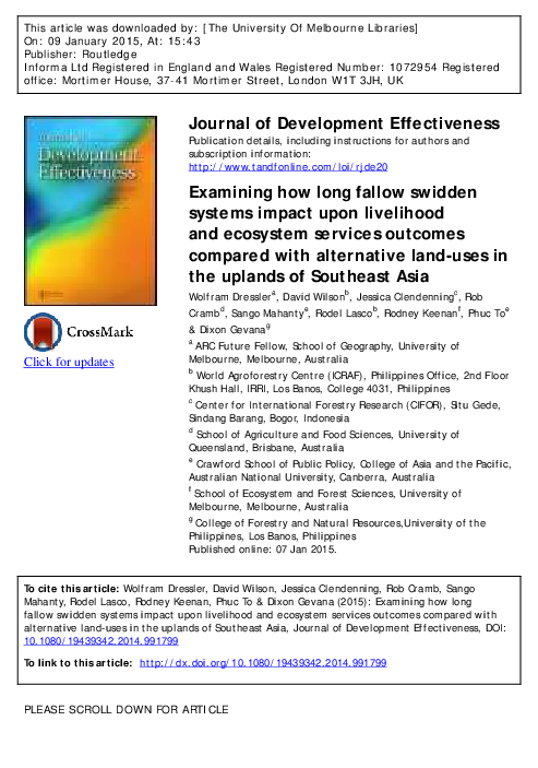 (PDF) Examining how long fallow swidden systems impact upon livelihood ...