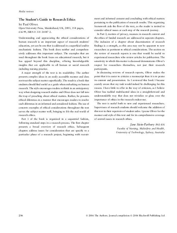 (PDF) The Student's Guide to Research Ethics