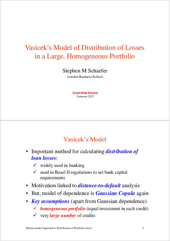 (PDF) Vasicek's Model of Distribution of Losses in a Large, Homogeneous ...