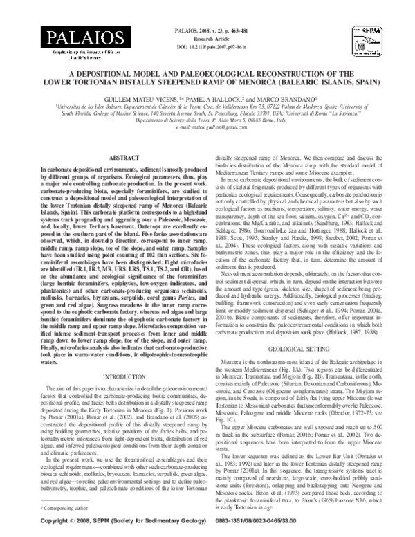 (PDF) A depositional model and paleoecological reconstruction of the ...
