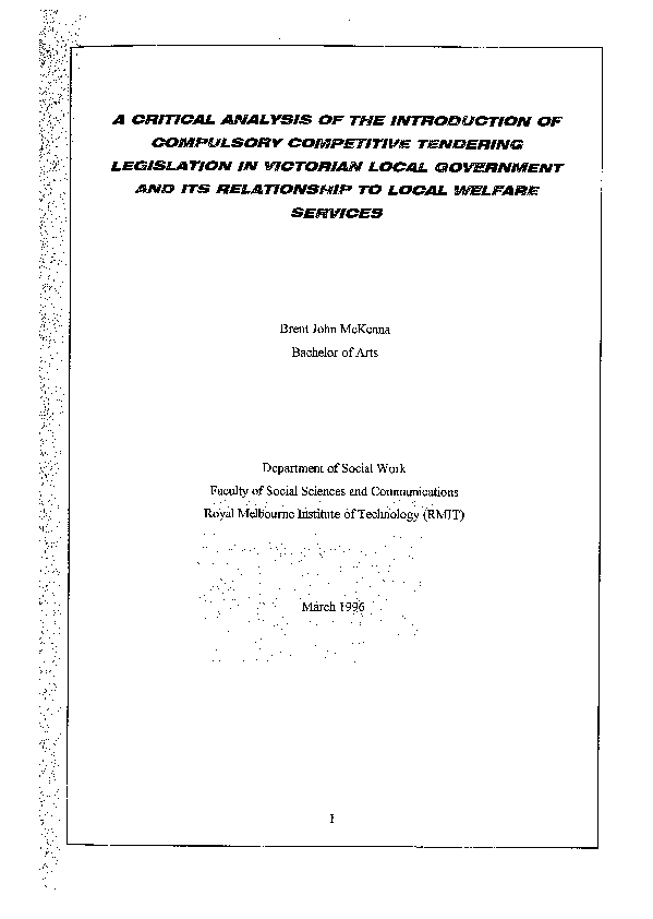 (PDF) MA Social Policy Thesis (1996) - A critique on the introduction ...
