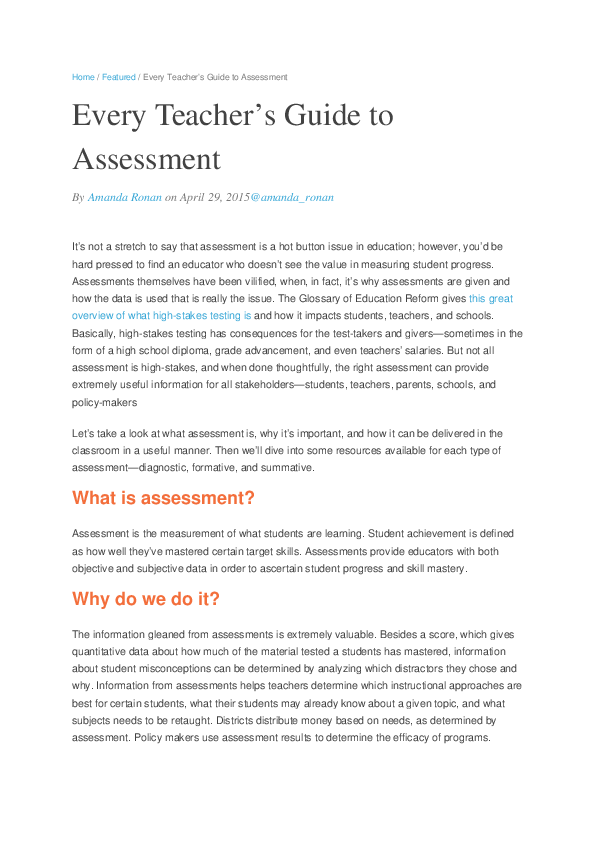 (PDF) Every Teacher's Guide to Assessment