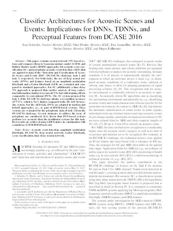 (PDF) Classifier Architectures for Acoustic Scenes and Events ...