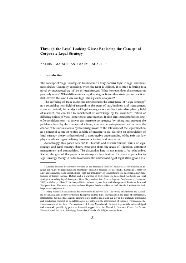(PDF) EXPLORING THE CONCEPT OF CORPORATE LEGAL STRATEGY Through the ...