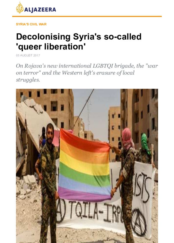 (PDF) Decolonising Syria's so-called 'queer liberation'