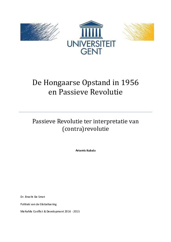 (PDF) De Hongaarse Opstand in 1956 en Passieve Revolutie. Passieve ...