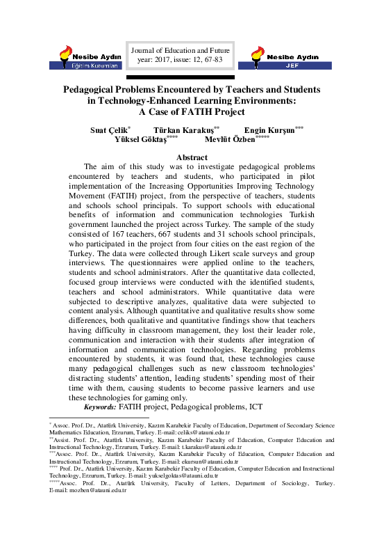 (PDF) Pedagogical Problems Encountered by Teachers and Students in ...