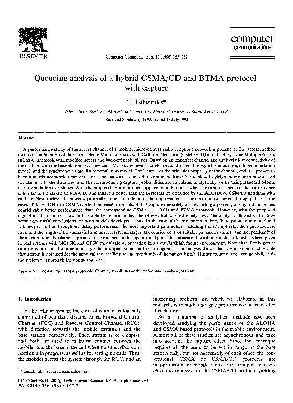 (PDF) Queueing analysis of a hybrid CSMA/CD and BTMA protocol with capture