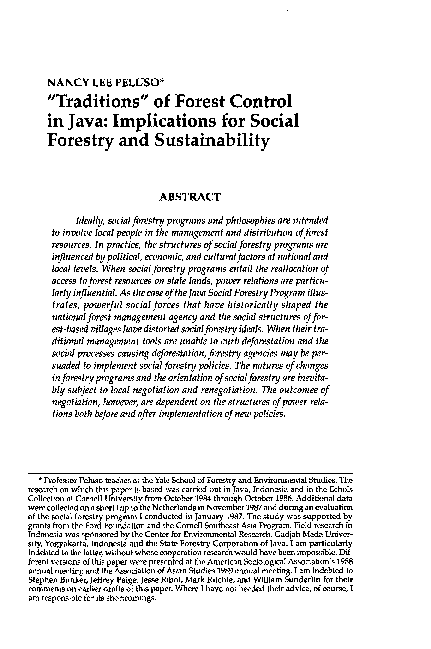 (PDF) "Traditions" of Forest Control in Java: Implications for Social ...