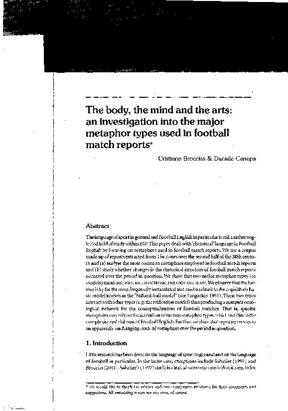 (PDF) The body, the mind and the arts: an investigation into the major ...