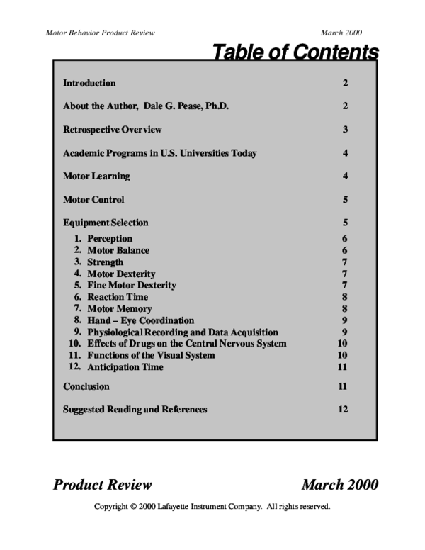(PDF) Motor Behavior Product review
