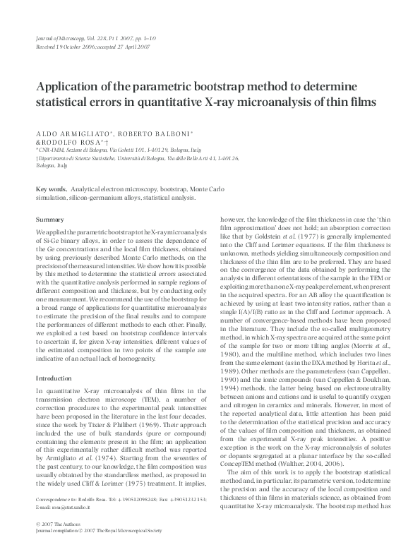 (PDF) Application of the parametric bootstrap method to determine statistical errors in ...