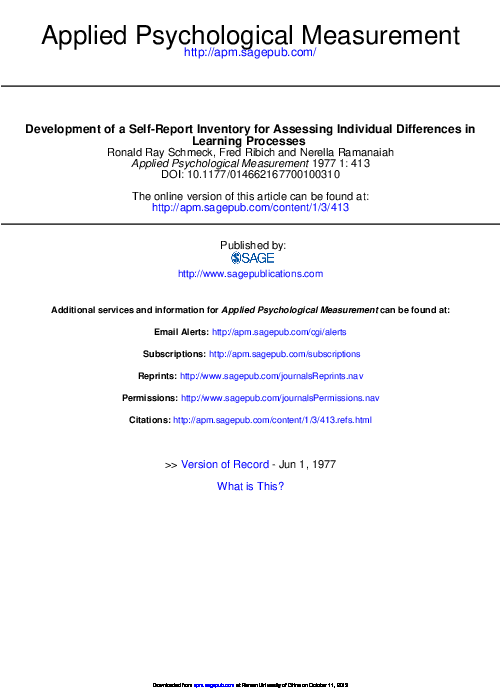 (PDF) Development of a Self-Report Inventory for Assessing Individual ...