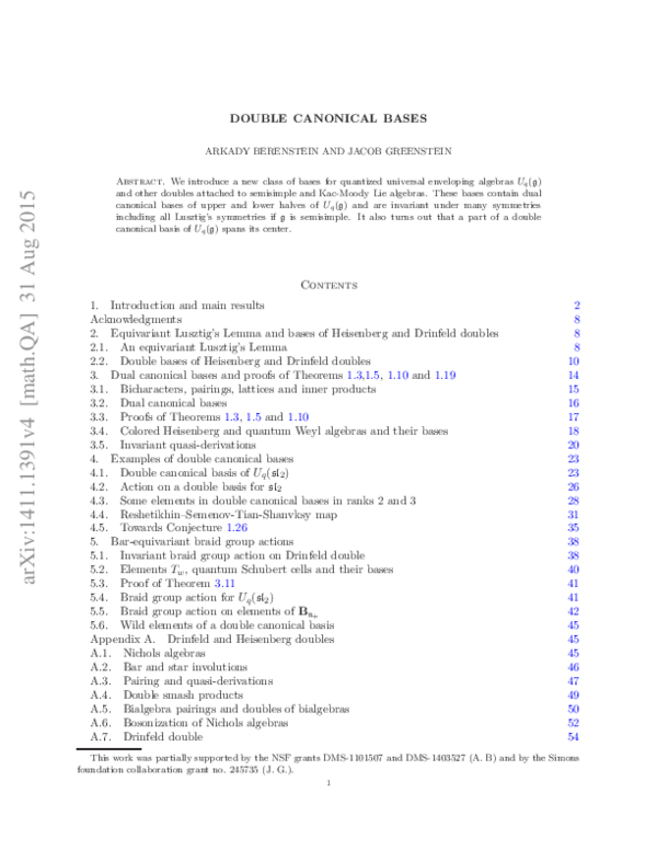 (PDF) DOUBLE CANONICAL BASES