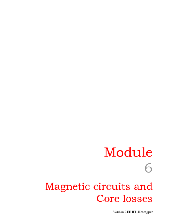 (PDF) Module 6 Magnetic circuits and Core losses