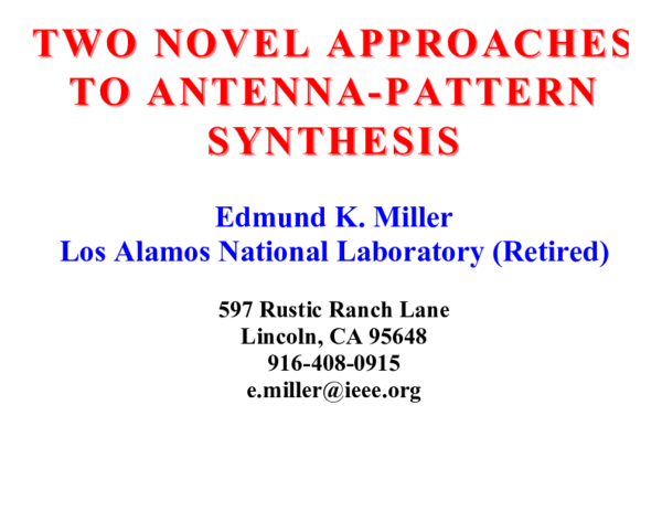 (PDF) Pattern Synthesis-TWO NOVEL APPROACHES TO ANTENNA PATTERN SYNTHESIS