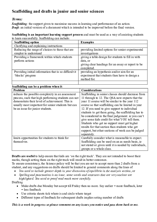 (DOC) Scaffolding and drafts science
