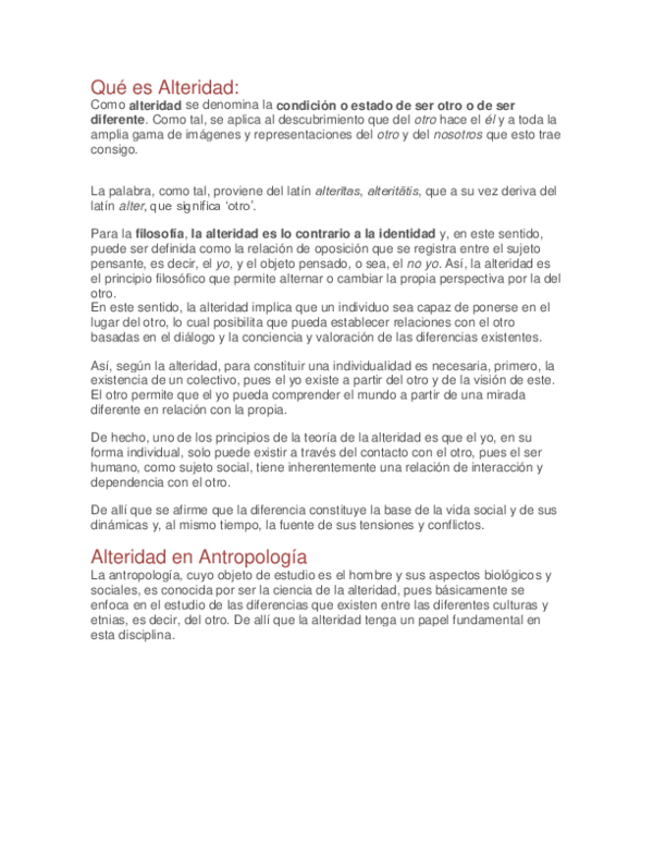 (DOC) Qué es Alteridad