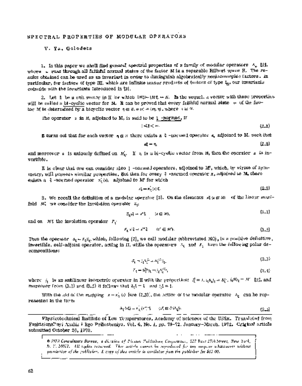 (PDF) Spectral properties of modular operators