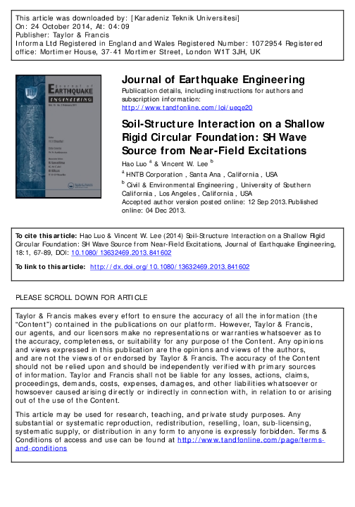 (PDF) Soil-Structure Interaction on a Shallow Rigid Circular Foundation ...