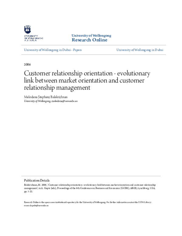 (PDF) Customer relationship orientation - evolutionary link between market orientation and ...