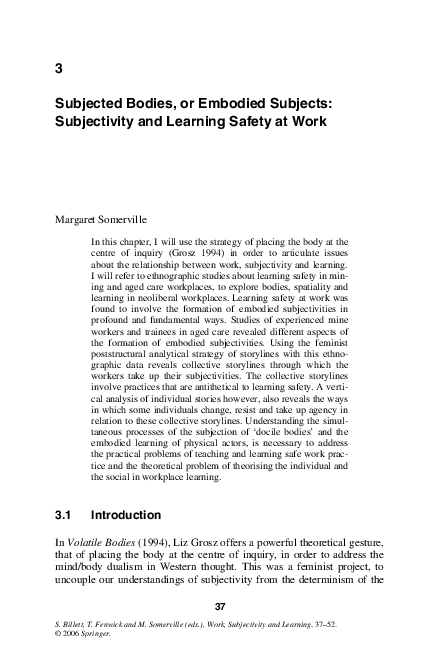 (PDF) Subjected Bodies, or Embodied Subjects: Subjectivity and Learning ...